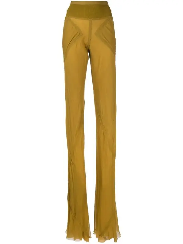 Rick Owens Sheer Panelled Trousers - Yellow