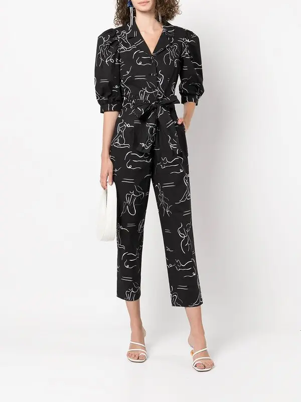 Lhd Casitas Abstract-print Jumpsuit - Black
