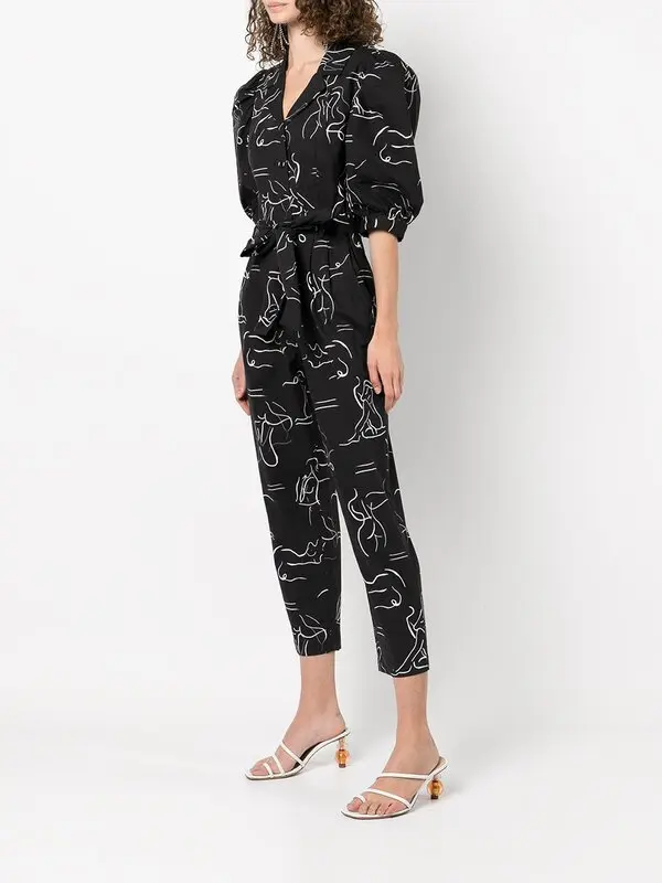 Lhd Casitas Abstract-print Jumpsuit - Black