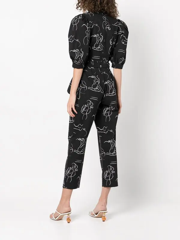 Lhd Casitas Abstract-print Jumpsuit - Black