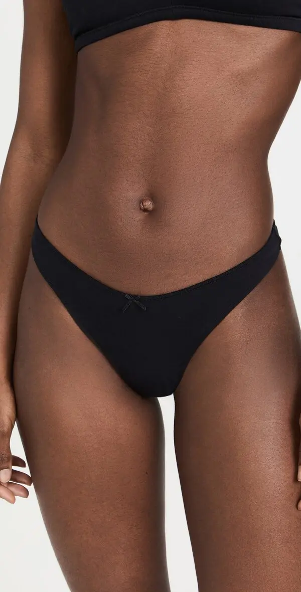 Eberjey Pima Stretch Cotton Thong - Black