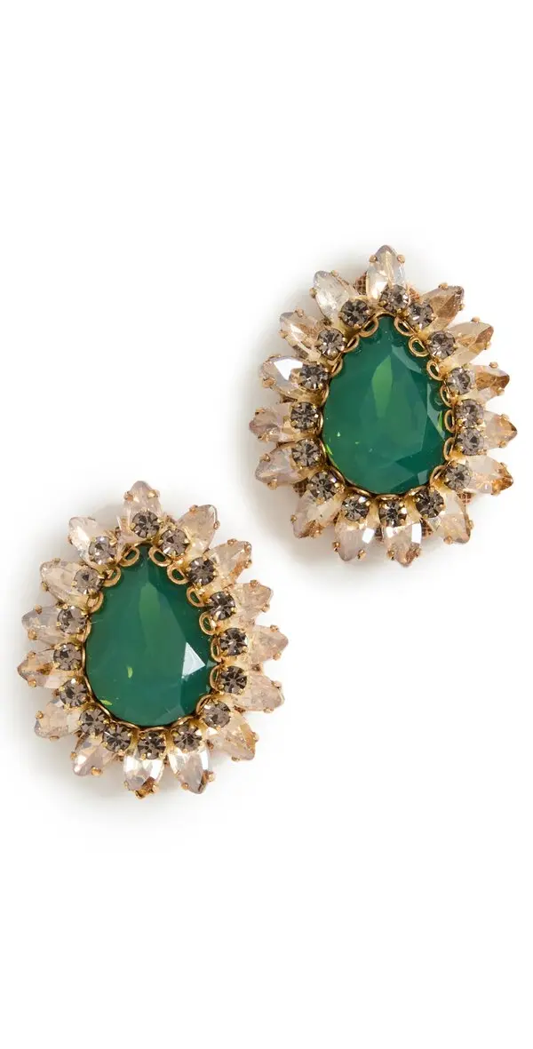 Deepa Gurnani Leesha Crystal Earrings - Emerald