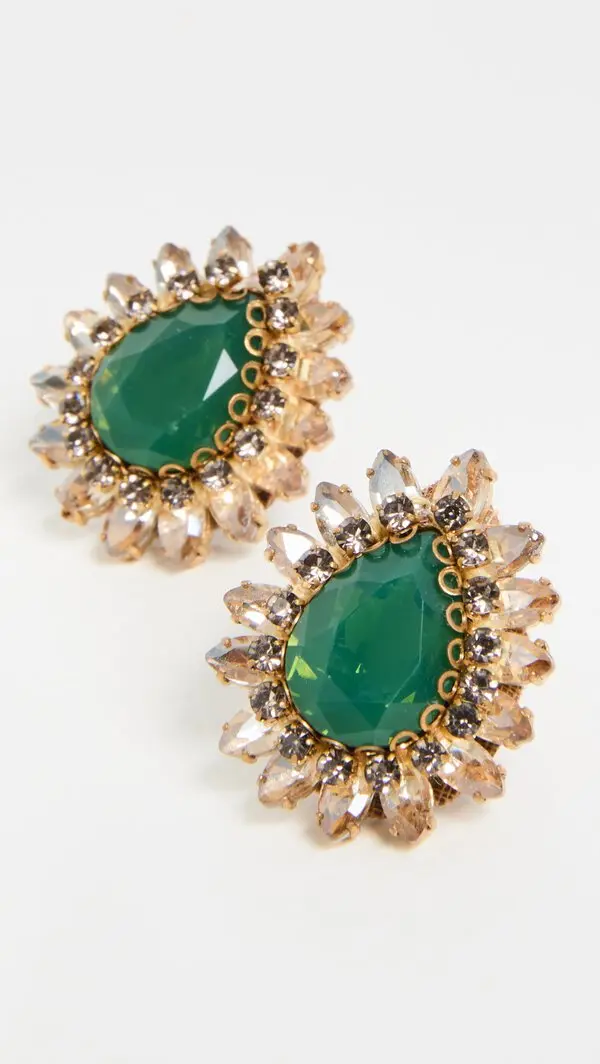 Deepa Gurnani Leesha Crystal Earrings - Emerald