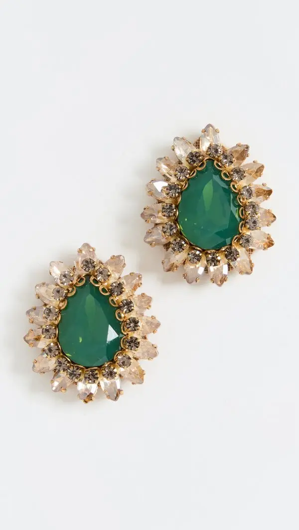 Deepa Gurnani Leesha Crystal Earrings - Emerald