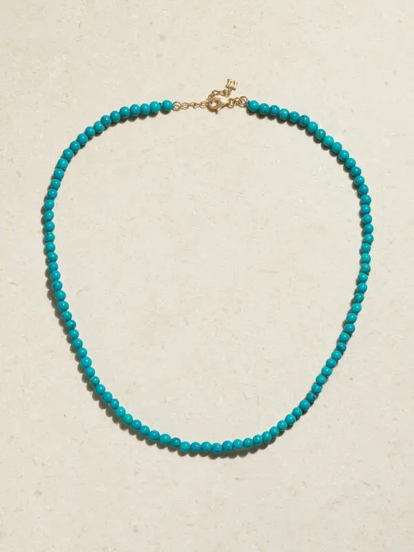 Mateo 14-karat Turquoise Beaded Necklace - Gold