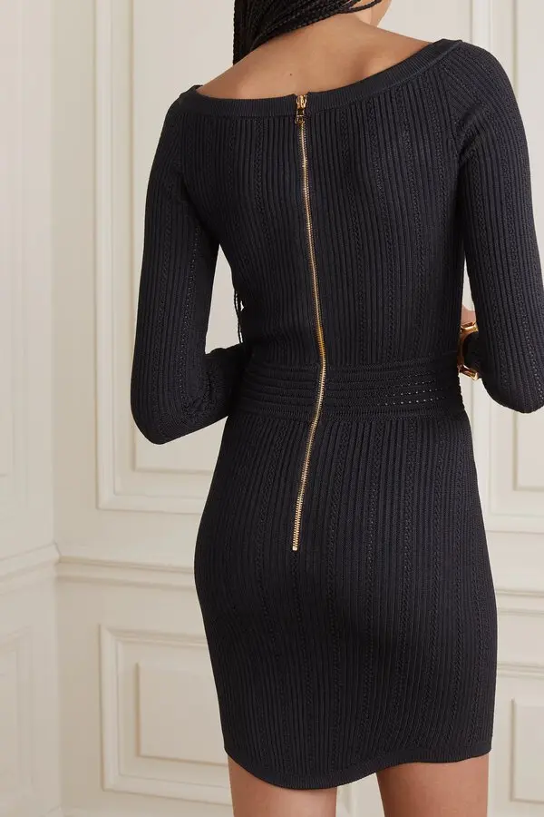 white christmas dresses Balmain Black Voile Draped Mini Dress – Runway Catalog main image 1