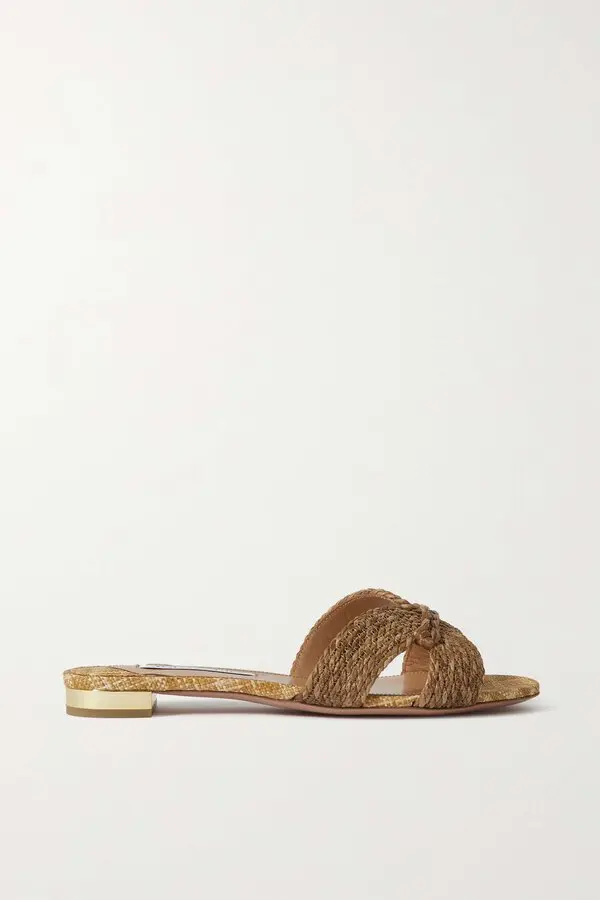 AQUAZZURA Rope Raffia Slides