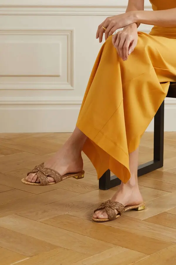 AQUAZZURA Rope Raffia Slides
