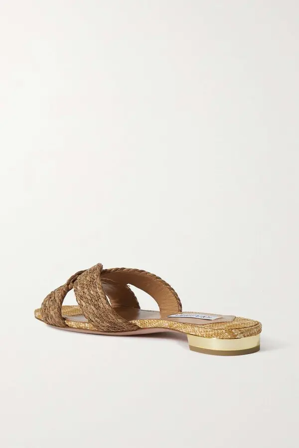 AQUAZZURA Rope Raffia Slides