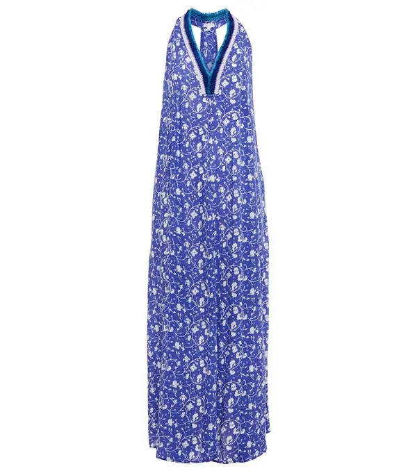 Poupette St Barth Nava Floral Maxi Dress - Blue