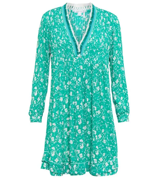Poupette St Barth Ola Floral Georgette Minidress - Green