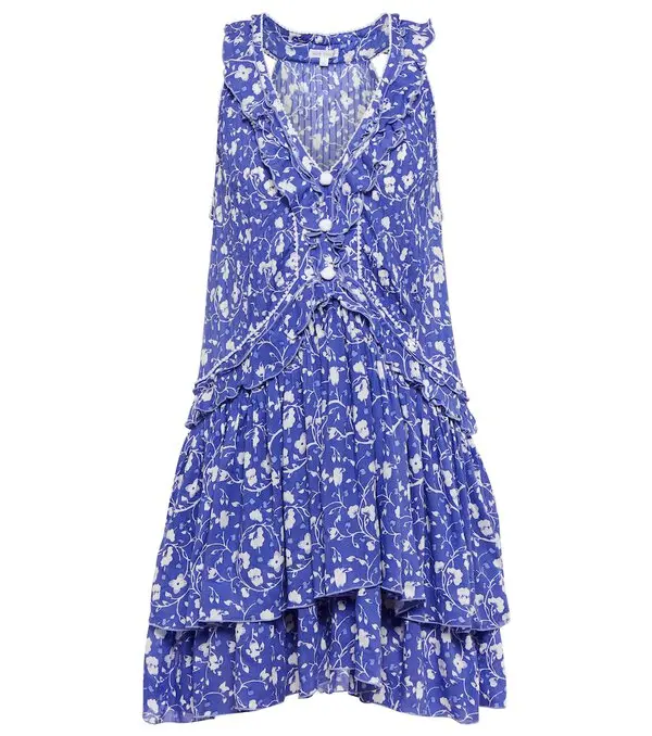 Poupette St Barth Mae Floral Minidress - Blue