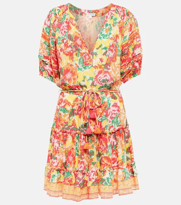 Poupette St Barth Bona Tiered Mini Dress - Orange