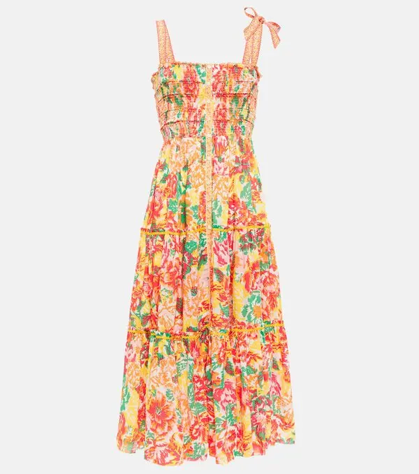 Poupette St Barth Triny Printed Midi Dress - Orange