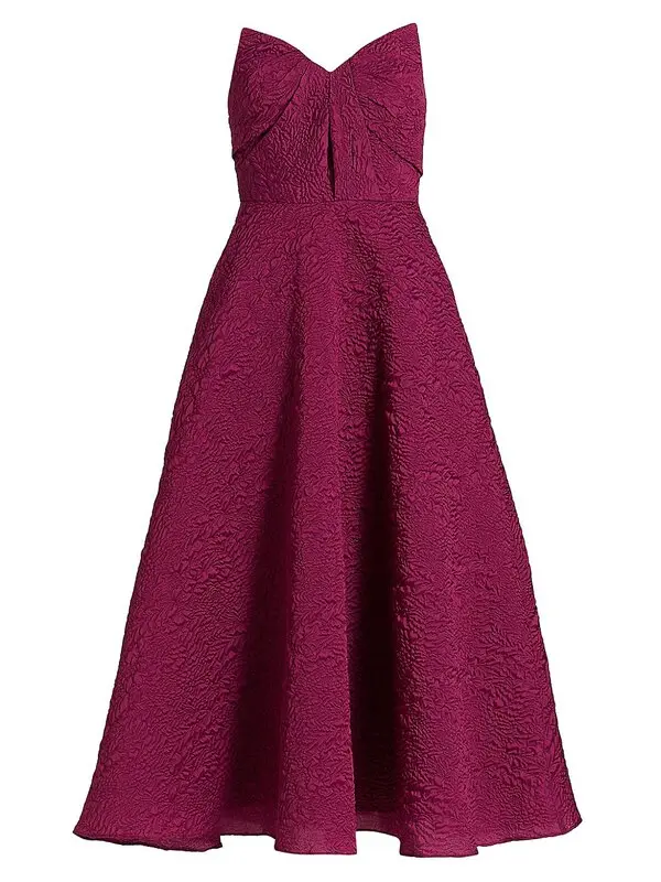Theia Ellie Crinkle Calf-Length A-Line Midi-Dress In Wineberry - 76% Off