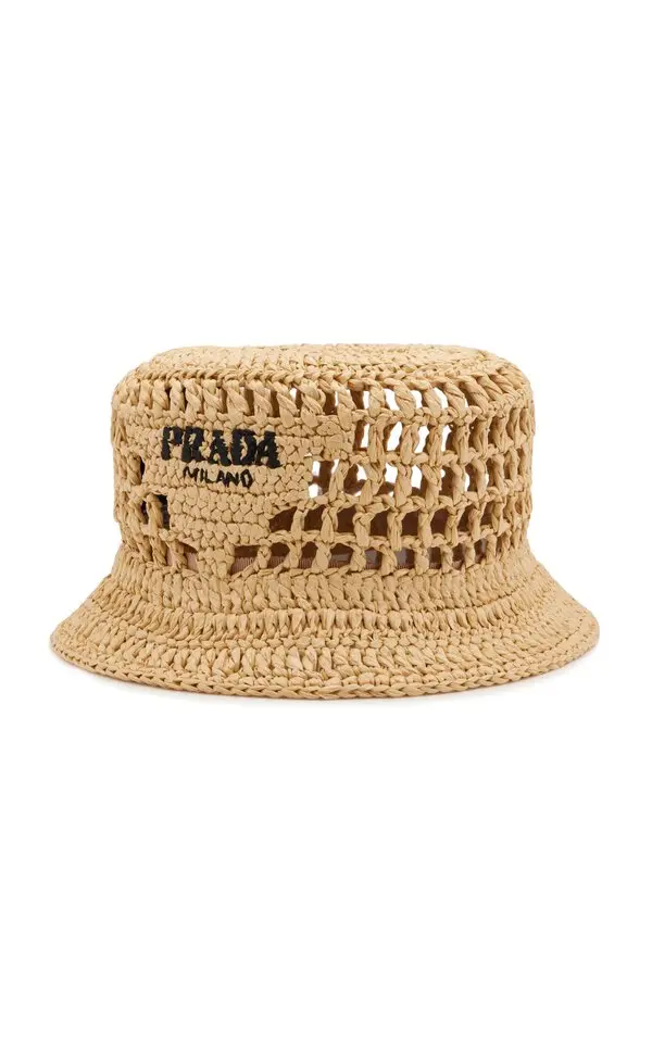 Prada Raffia Bucket Hat - Neutral