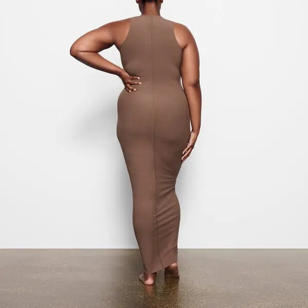 long brown slip dress Evana Lace Maxi Dress - Brown
