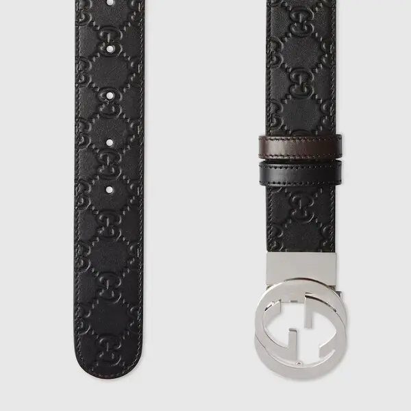 Gucci Reversible Belt With Interlocking G Buckle - Brown