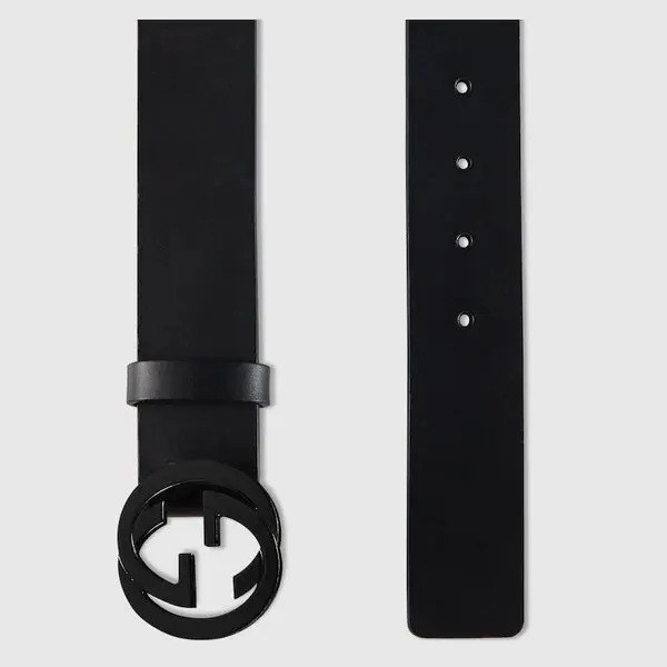 Gucci Leather Belt With Interlocking G Leather