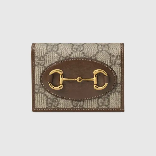Gucci Horsebit 1955 Card Case Wallet - Beige