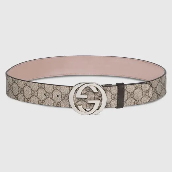 Gucci Belt With Interlocking G Buckle - Beige