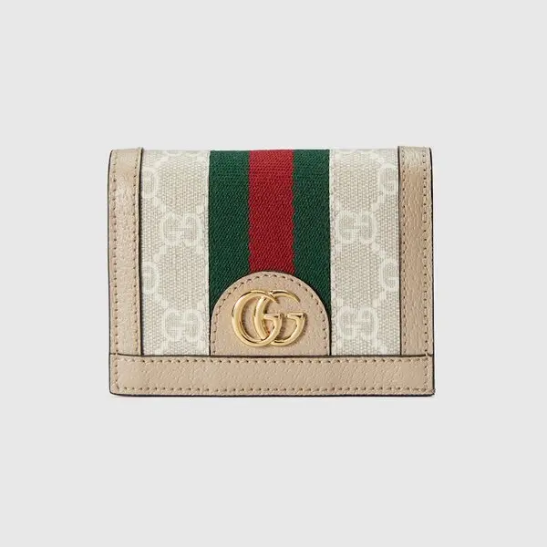 Gucci Ophidia Card Case Wallet Gg Canvas - White