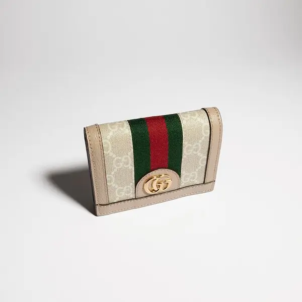 Gucci Ophidia Card Case Wallet Gg Canvas - White