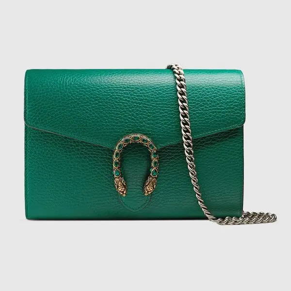 Gucci Dionysus Wallet On Chain Leather - Green