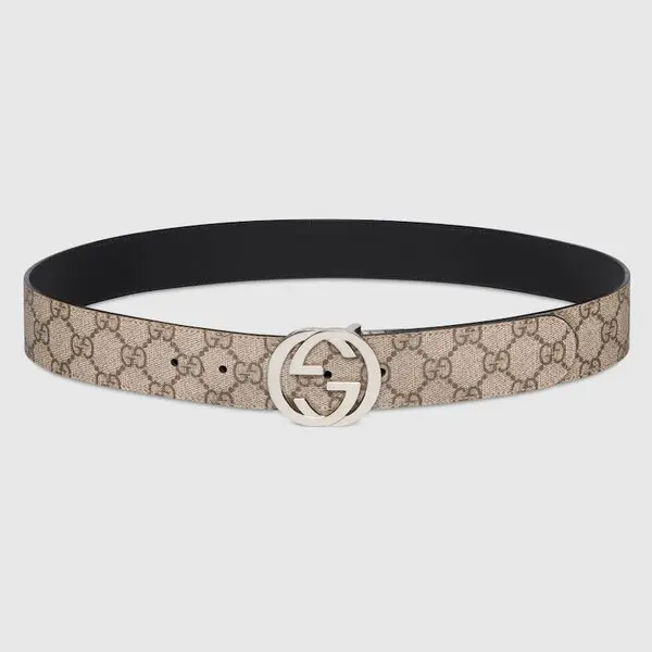 Gucci Reversible Belt With Interlocking G Buckle - Beige