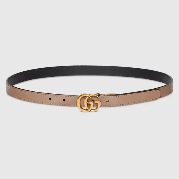 Gucci Gg Marmont Reversible Thin Belt - Neutral