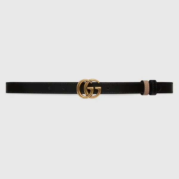 Gucci Gg Marmont Reversible Thin Belt - Neutral