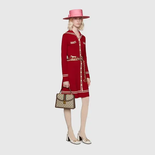 Gucci Wool Dress With Contrast Trim - Red | Editorialist