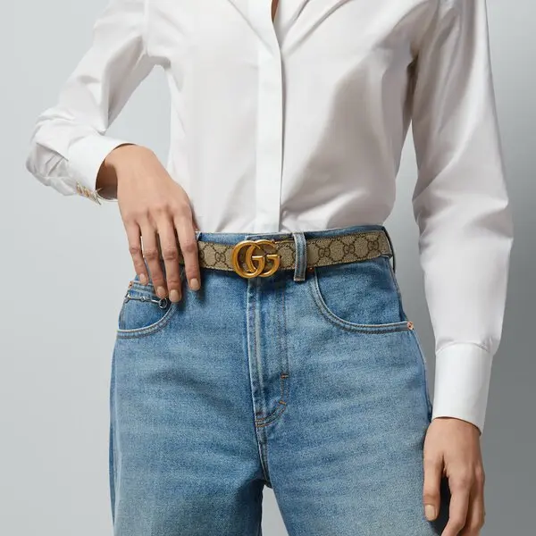 Gucci Gg Marmont Reversible Belt - Beige