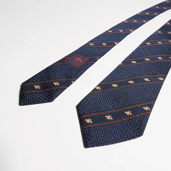 Gucci Bee And Web Silk Jacquard Tie - Blue