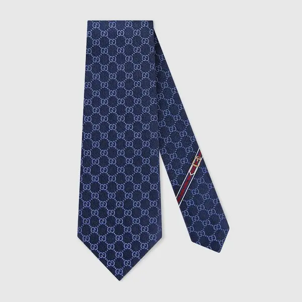 Gucci Gg Pattern Silk Tie - Blue