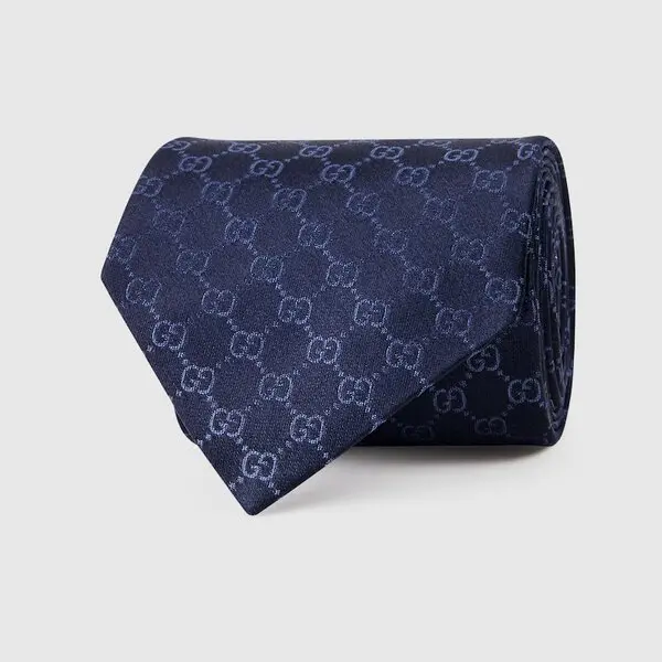 Gucci Gg Pattern Silk Tie - Blue