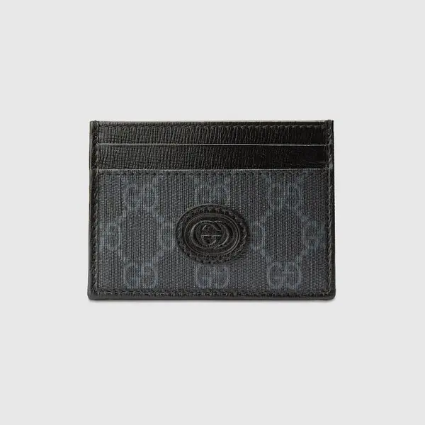Gucci Gg Canvas Interlocking G Card Case - Black