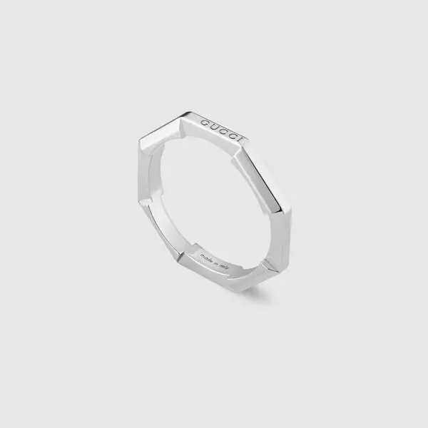 Gucci Link To Love 18k Mirrored Ring - White Gold