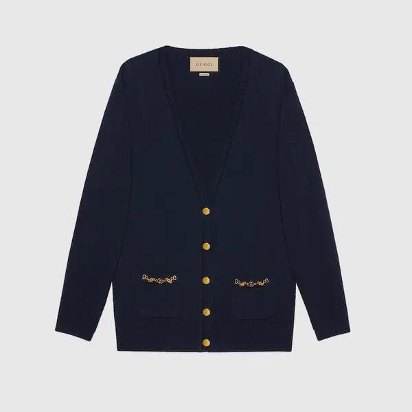 Gucci Cashmere Cardigan With Chain Detail
