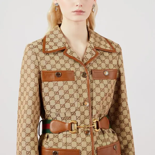 Gucci Gg Canvas Jacket With Web Belt