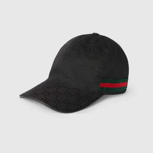 Gucci Gg Canvas Baseball Cap With Web Stripe - Black