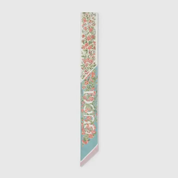 Gucci Printed Silk Ribbon Silk - Blue
