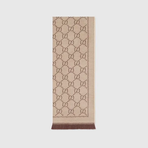 Gucci Gg Wool Scarf - Beige