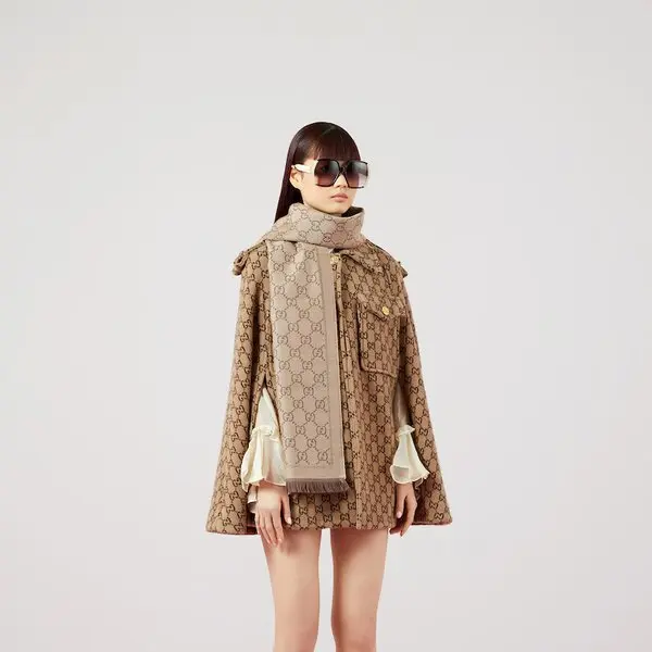 Gucci Gg Wool Scarf - Beige