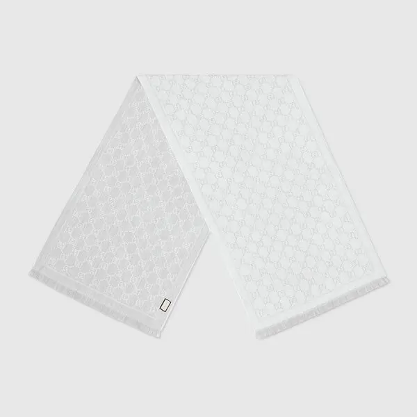 Gucci Gg Wool Scarf - Grey