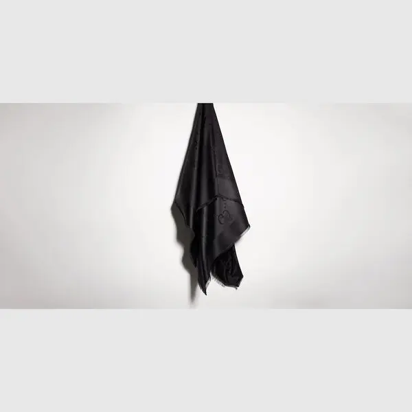 Gucci Gg Jacquard Silk Wool Shawl