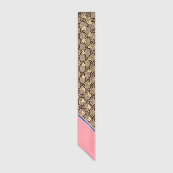 Gucci Printed Silk Ribbon Silk - Beige