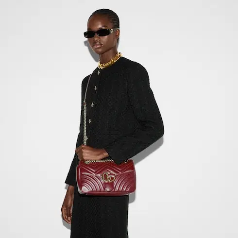 Gucci Gg Marmont Small Shoulder Bag - Gucci Rosso Ancora