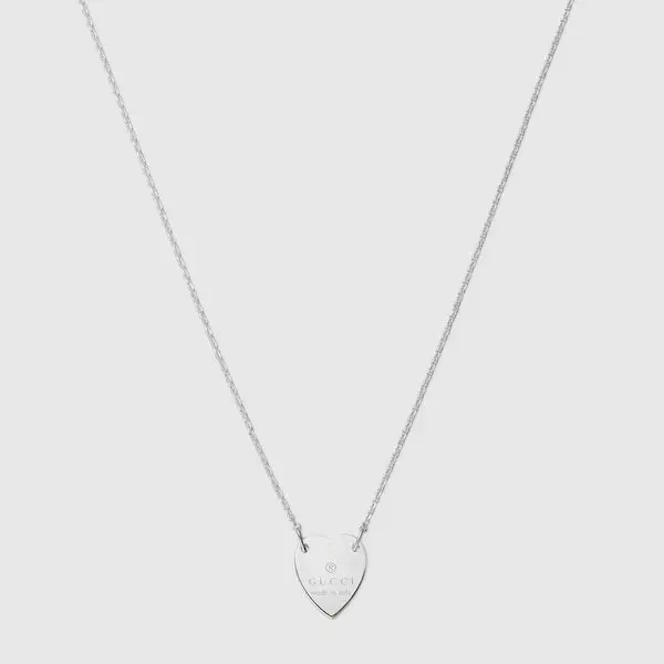 Gucci Trademark Heart Pendant Necklace - Silver