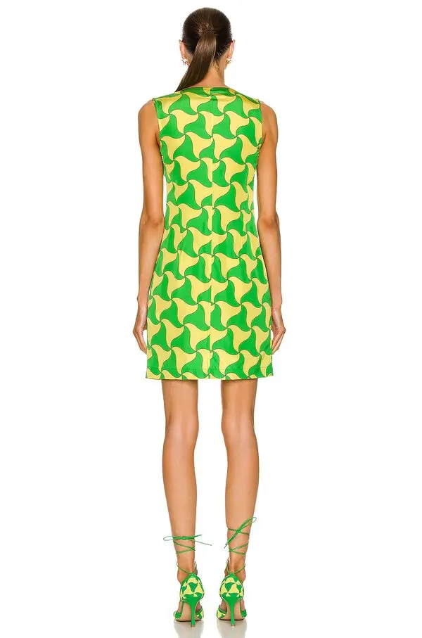 Bottega Veneta Parachute Silk Wavy Triangle Print Dress - Parakeet Washed |  Editorialist